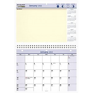 2022 Wall & Desk Calendar by AT-A-GLANCE, 11" x 8", Small, Monthly, Wirebound, QuickNotes, Daily Blocks 1-1/4” x 1-1/4” (PM5028)