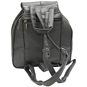 Ileather Cell Phone Pocket Backpack Travel Black Medium Leather Shoulder Purse