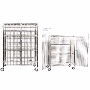TableTop King NSF Mobile Chrome Wire Security Cage Kit - 24" x 60" x 69"