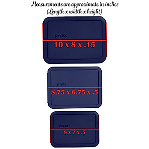 Pyrex Blue Lid Bundle: (1) 7210-PC 3-cup Lid, (1) 7211-PC 6-cup Lid, (1) 7212-PC11-cup Lid