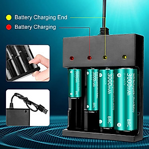 18650 Battery Charger 4 Bay Smart Universal Charger for 3.7V Rechargeable Lithium Li ion Batteries Compatible 18650 26650 21700 10400 14500 16340 16650 18500 Battery Charger (Only USB Charger)