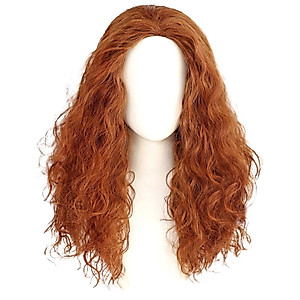 ANOGOL Wig Cap+ Reddish Brown Orange Curly Princess Wig Cosplay, Copper Red Orange Long Curly Wig Princess Dress Up Wig Halloween Costume, Long Orange Ginger Curly Wig for Party