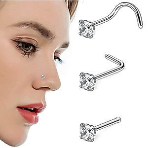 prgislew Nose Piercing Kit Piercing Kit Includes Nose Stud Rings 316L Steel Piercing Needles and Piercing Clamps Nose Nail Piercing Hoops for Nose Piercing Tools, Piercing Supplies