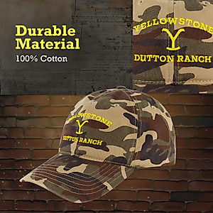 Yellowstone Baseball Hat, Adjustable Snapback Cotton Ball Cap with Curved Brim, Camo, One Size