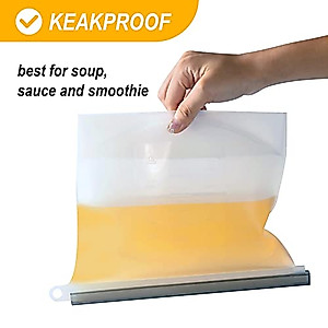 FTCIRA Reusable Silicone Bags for Food Storage, Reusable ziploc Bags,100% Food Grade Silicone,LEAKPROOF, AIRTIGHT |Lunch, Travel, Makeup, Gym Bag | Freezer, Oven, Microwave, Dishwasher Safe(3 Pack, 3 Sizes,Multi )