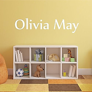 Fancy Cursive Single Personalized Custom Name Vinyl Wall Art Decal Sticker 36" W, Girl Name Decal, Girls Name, Nursery Name, Girls Name Decor, Girls Bedroom Decor, PLUS FREE 12" WHITE HELLO DOOR DECAL