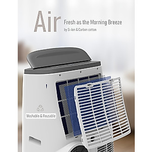 DEXSO Portable Air Conditioner 14,000BTUs, A/C for Rooms up to 750 Sq. Ft, Built-in Dehumidifier, Fan, and Sleep Mode, Includes Remote Control, Reusable Filter, and Window Kits