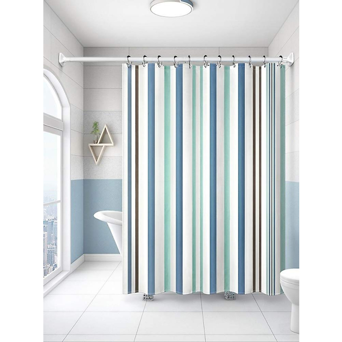 Goowin Shower Curtain Hooks, 12 Pcs Shower Curtain Rings, Stainless Steel Roller Rust-Resistant Balance Sliding Anti-Drop Double Shower Hooks for Curtain Bathroom Shower Curtains (Black)