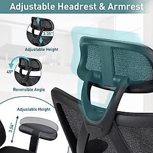 OLIXIS Ergonomic Executive Office Chair - Mid Back with 360° Swivel Wheels, Computer Desk Chair with Lumbar Support, Height Adjustable PU Leather with Flip-up Armrest