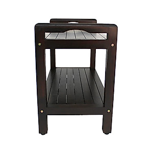 DecoTeak, Eleganto, 29", Teak Shower Bench, Teak Shower Stool, Shelf, Teak Shower Chair, Teak Shower Bench for Inside Shower, Safety Arms, 18 Inch Height, 29" Width, Brown