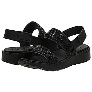 Skechers Women's Foamies Footsteps-Glam Party Sandal, Black/Black, 7 M US
