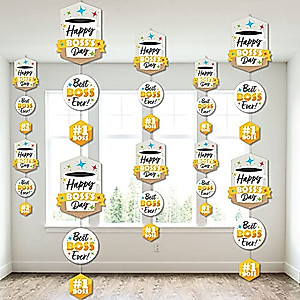 Big Dot of Happiness Happy Boss’s Day - Best Boss Ever DIY Dangler Backdrop - Hanging Vertical Decorations - 30 Pieces