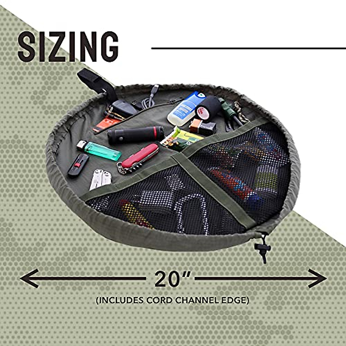 Lay-n-Go Defender Tactical Gear Accessory, Tool & Utility Storage Bag With Pockets for Travel, Military, First Responder, Survival and Outdoors, with a Durable Patented Design, 20 inch, Green