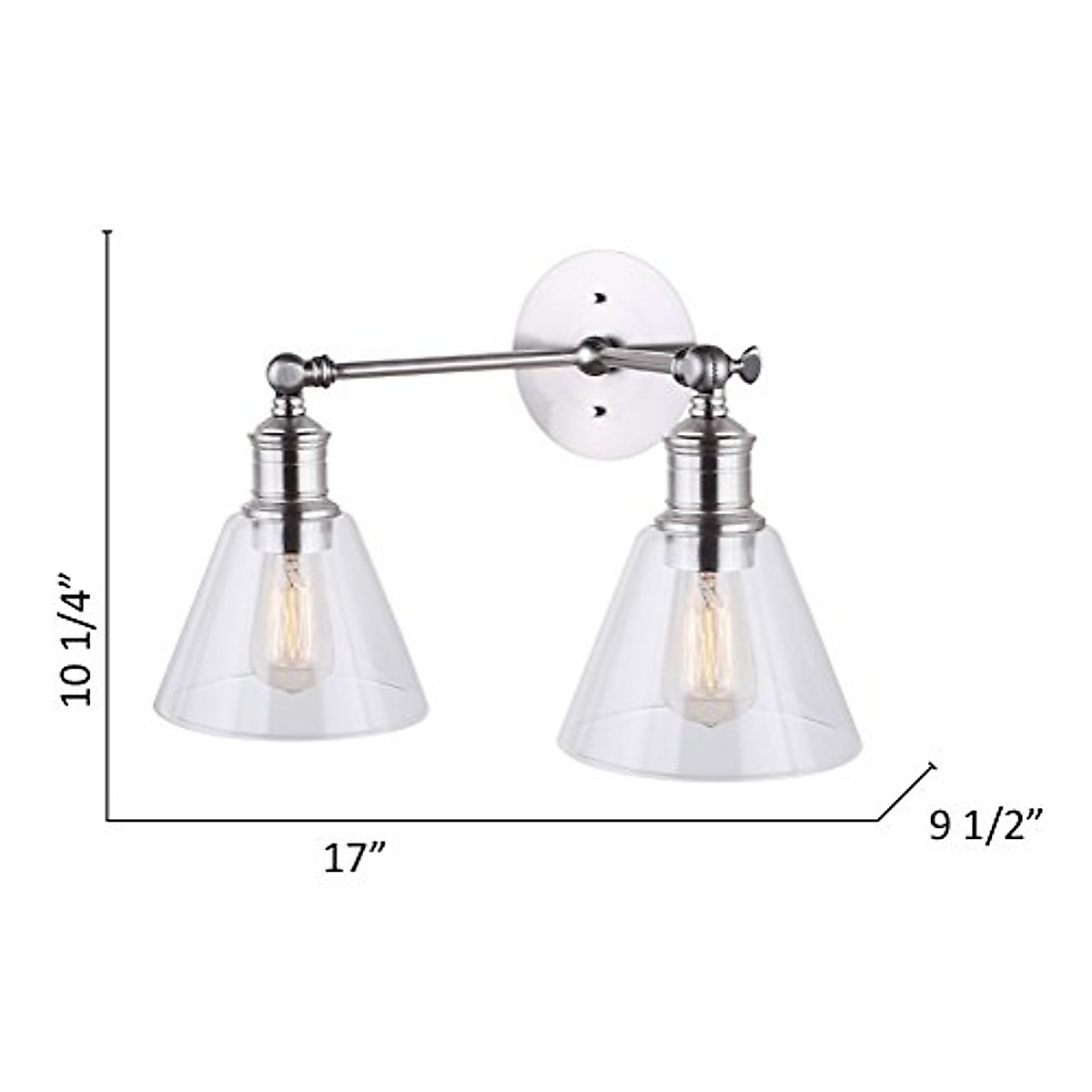 Canarm IVL628A02BN LTD Larken 2 Vanity Light, Brushed Nickel with Clear Glass