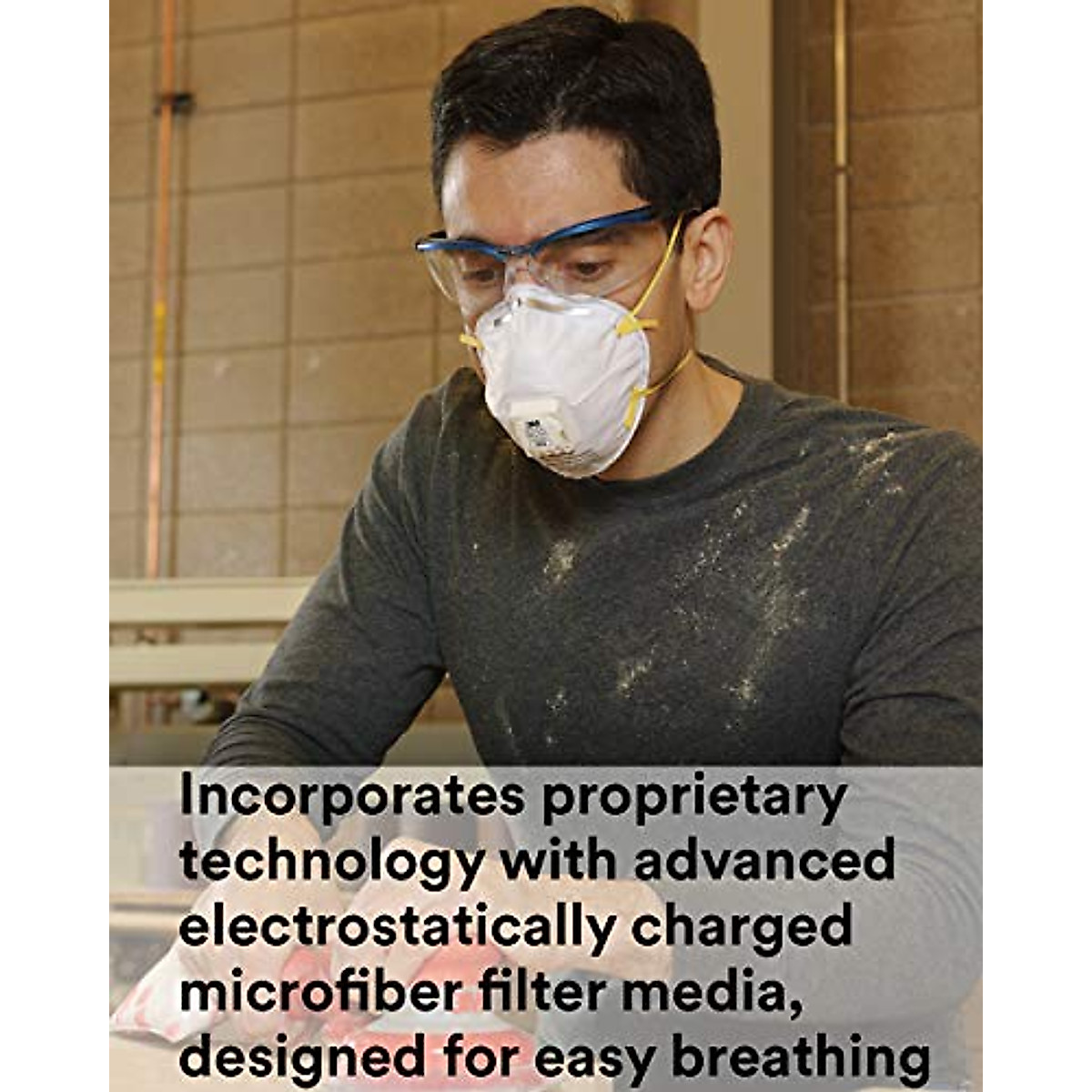 3M Particulate Respirator 8210V with Cool Flow Valve, Smoke, Grinding, Sanding, Sawing, Sweeping, Woodworking, Dust, 80/Pack