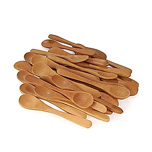 Bamboo tiny spoon/Mini Wooden Spoons for Salt and Spices, 10pcs Carbonized Brown 3.5"