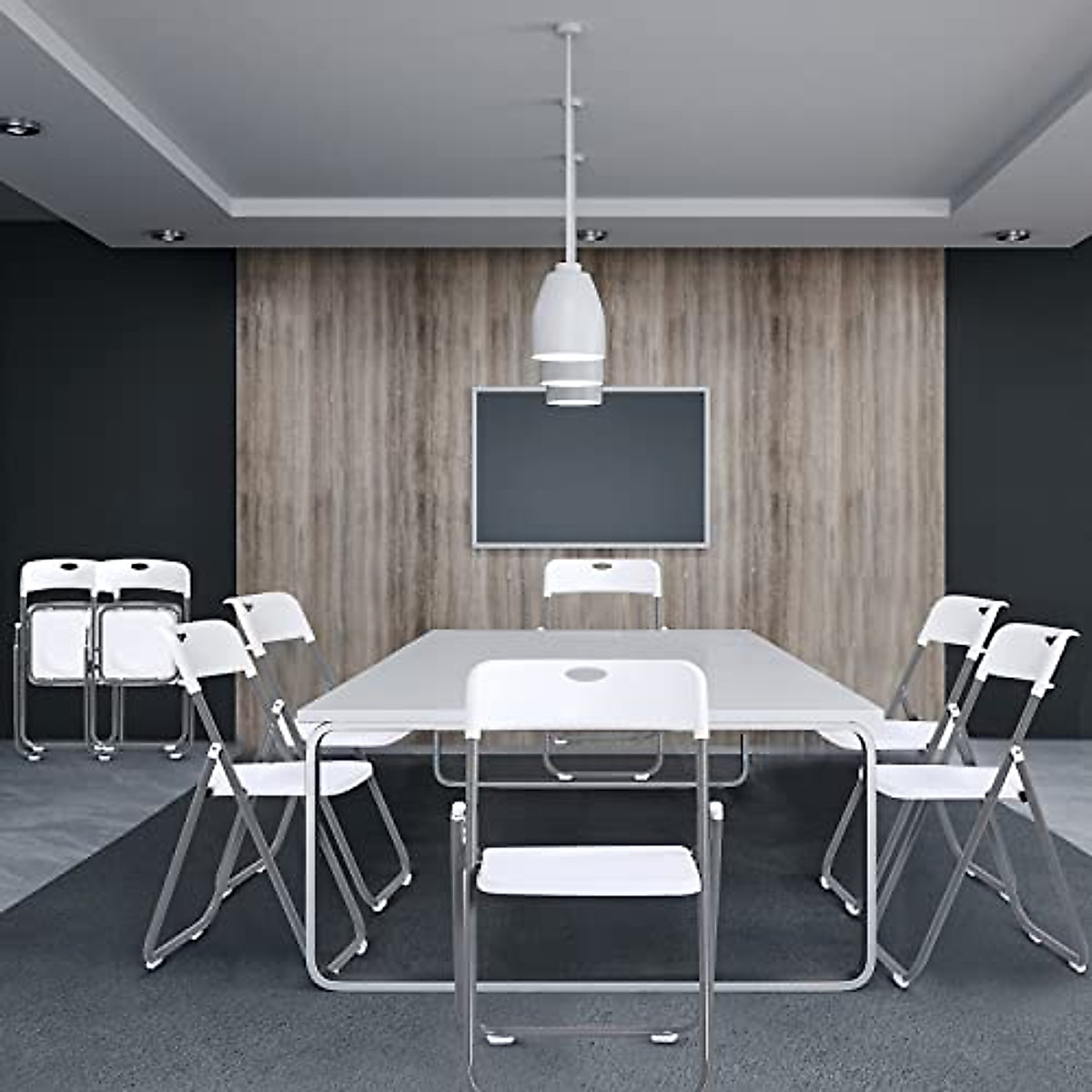 8 Pack 8 Pack Folding Plastic Chair with 330lb Capacity Stackable Folding Chair Portable Metal Foldable Chair Fold up Event Chairs for Office Dining Wedding Party Supplies Indoor Outdoor (White)