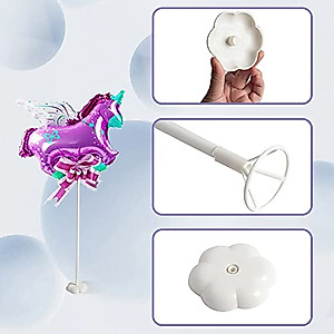 SBYURE Balloon Stick Stand - 12 Sets Balloon Cup with Stick and Flower Base Table Desktop Support Holder for Wedding Birthday Party Supplies,White