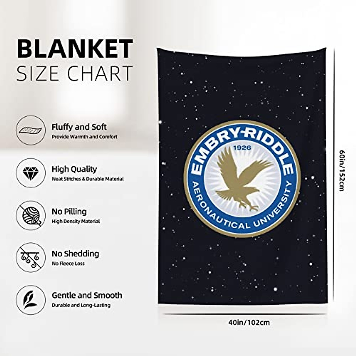 Embry-Riddle Aeronautical University Flannel Throw Blanket, 40x60 Inches Soft Blanket for Couch, Cozy, Warm ，All Season.