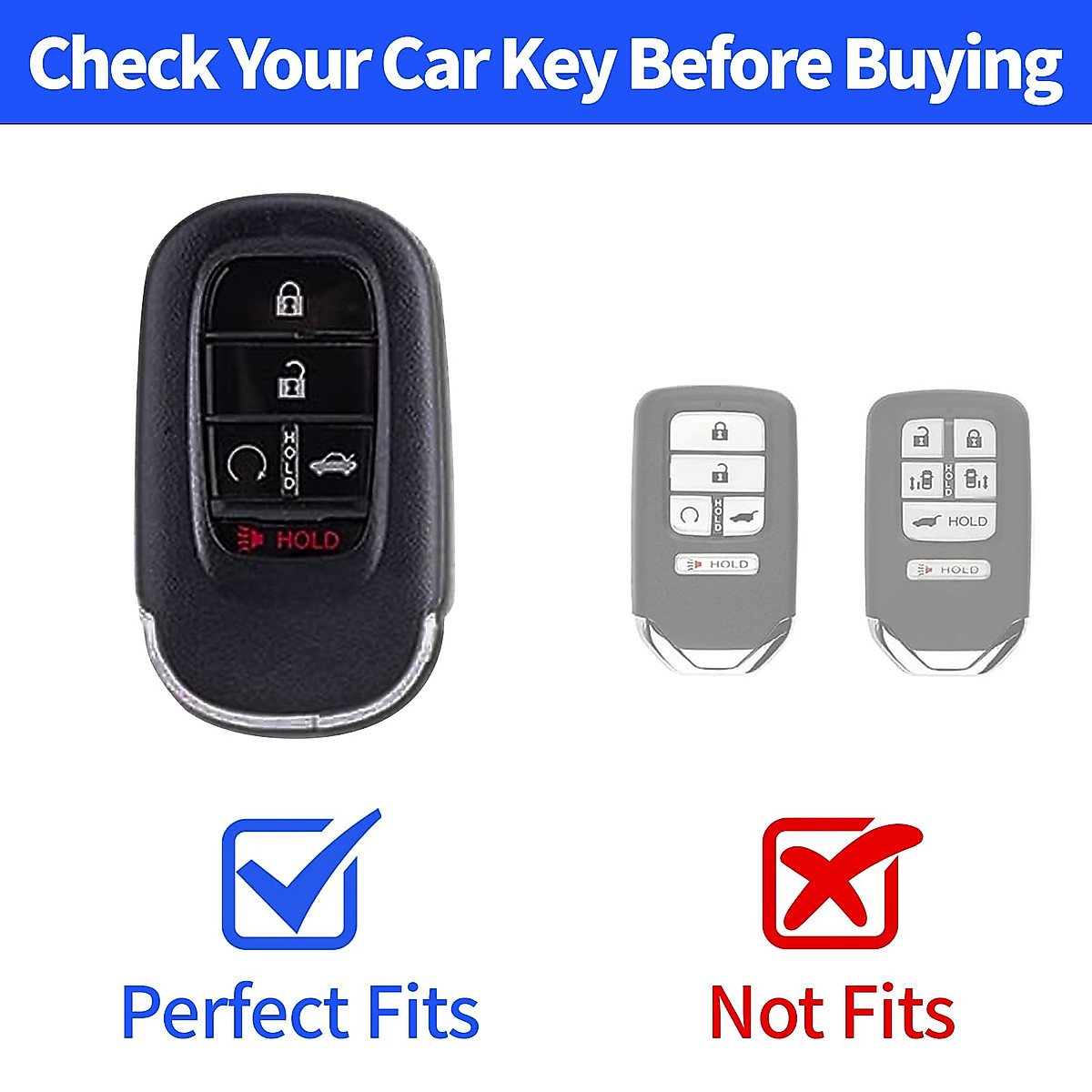 Kespevn for Honda Key Fob Cover 5 Button Soft TPU with Leather Keychain 360 Degree Protection Key Case Shell Holder Fits for 2022 2023 2024 Honda Accord Civic HR-V CR-V Pilot Odyssey, B White