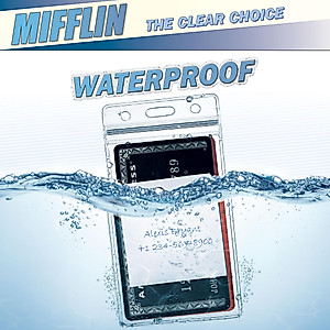 Mifflin-USA Plastic Waterproof ID Badge Holders (Clear, 2.25x3.5 Inch, 10 Pack), Vertical Hanging Name Card Holder with Zipper, Resealable Bulk Nametag Holders