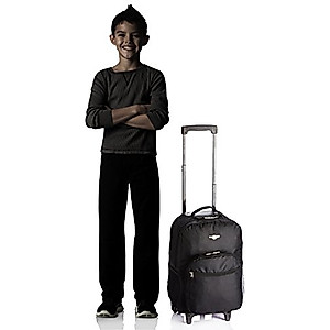 Rockland Double Handle Rolling Backpack, Black, 17-Inch