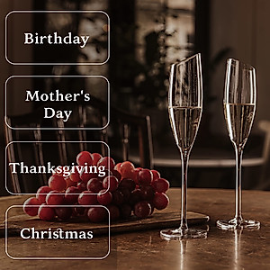 Kemstood Champagne Flutes - Modern Crystal Mimosa Glasses (6.4 Oz) for Sparkling Wine - Slanted Champagne Glasses Set of 4 - Birthday Gifts for Men - Christmas Gifts for Men and Women