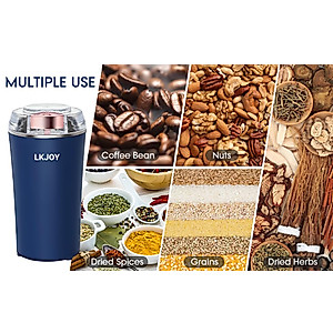 Electric Herb Grinder Coffee Bean 200W Powerful Food Processor Spice, Grain Mills Espresso Grinder For Spices, Herb Grinder, Nuts Grinding With Brush One Touch Push-Button Control American Standard