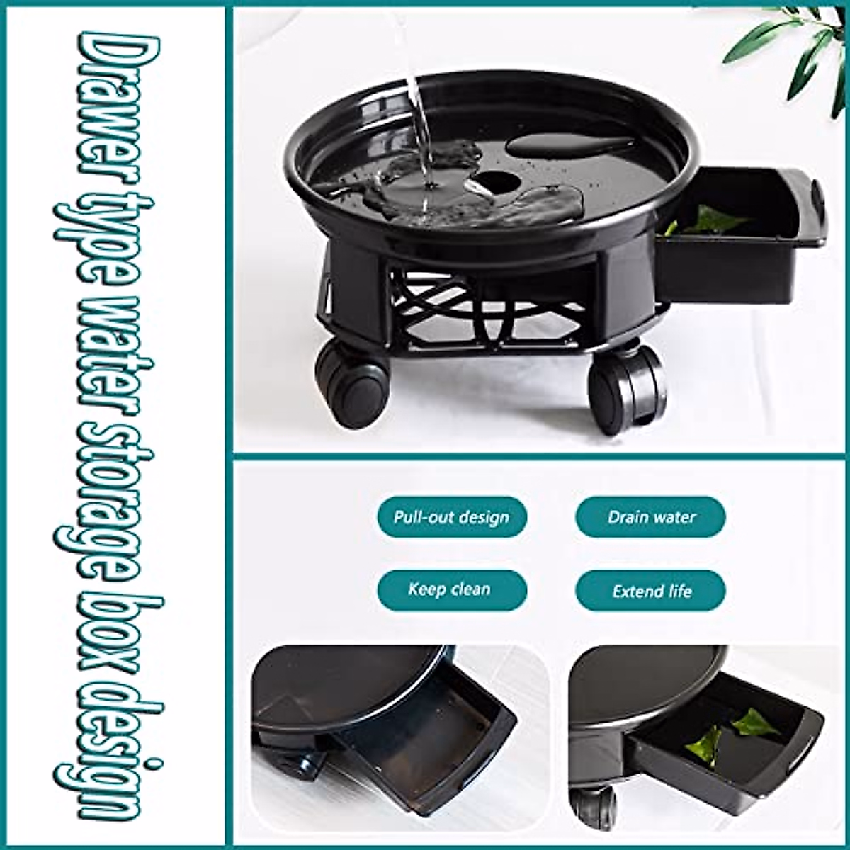 CACXKEP Plant Stand with Wheels Plant Caddy with Wheels Rolling Plant Tray Saucer Pots Accessories Indoor Planters Camper Must Haves Gardening Supplies Outdoor,M