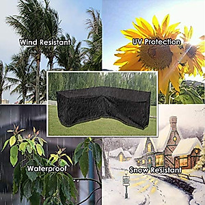 Oslimea Patio V-Shaped Sectional Sofa Cover, Water Resistant Outdoor Sectional Furniture Cover Patio Furniture Cover L-Shaped Garden Couch Protector 85" L (on Each Side) x 34" D x 31.5" H