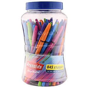 Reynolds 045 Student Ball Pens Fine Point (0.7mm), Blue Ink, Jar (50 count)