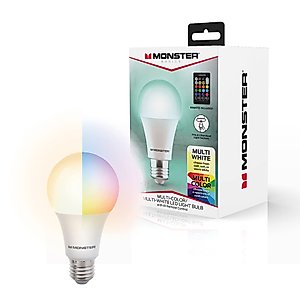 XTREME DIGITAL LIFESTYLE ACCESSORIES Monster Multi-Color & Multi-White LED Light Bulb with IR Remote Control, 12 Lighting Options, Brightness Controls