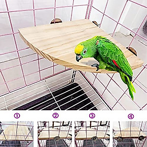 KYHSOM 2 Pack Bird Perch Platform, Wood Perch Bird Platform Parrot Stand Playground Cage Accessories for Small Animals Parrot Parakeet Conure Cockatiel Budgie Gerbil Rat Mouse Chinchilla