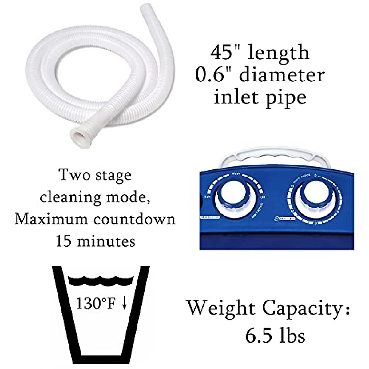 HTTMT- 7LB Capacity Portable Mini Washing Machine w/Spinner Timer Control Compact Clothes Laundry Washing Machine For Apartment Traveling RV Water Saving Kids [P/N: ET-HOME007-BLUE]