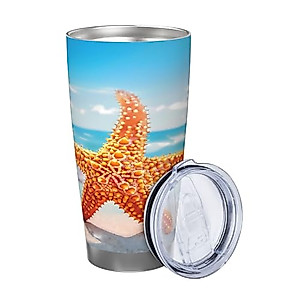 AYCZN Starfish 20 OZ Tumbler Stainless Steel Travel Coffee Mug, Ocean Beach Insulated Water Bottle with Lid Leakproof Thermal Cup