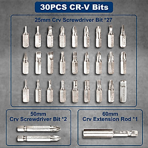 Electric Screwdriver, SORAKO Cordless Screwdriver Rechargeable 4V Max, Power Screwdriver with LED Light, 1300mAh Battery Screwdriver 6 Nm 30 PCS Screw Gun Accessories for Home DIY, Car Repair