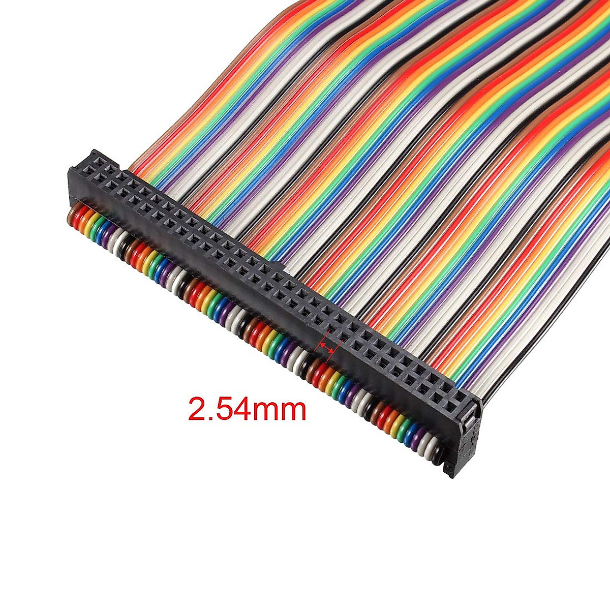 uxcell IDC Rainbow Wire Flat Ribbon Cable 60P A-type FC/FC Connector 2.54mm Pitch 1m/39.3inch Length