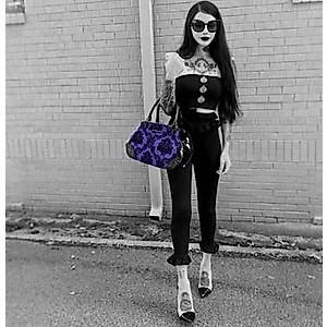 Rock Rebel Mistress Black on Royal Purple Handbag Violet Victorian Damask Retro Kisslock Purse