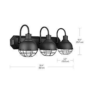 Globe Electric 51620 Eli 3-Light Caged Vanity Light, Dark Bronze, Bulbs Included, 220 Lumen