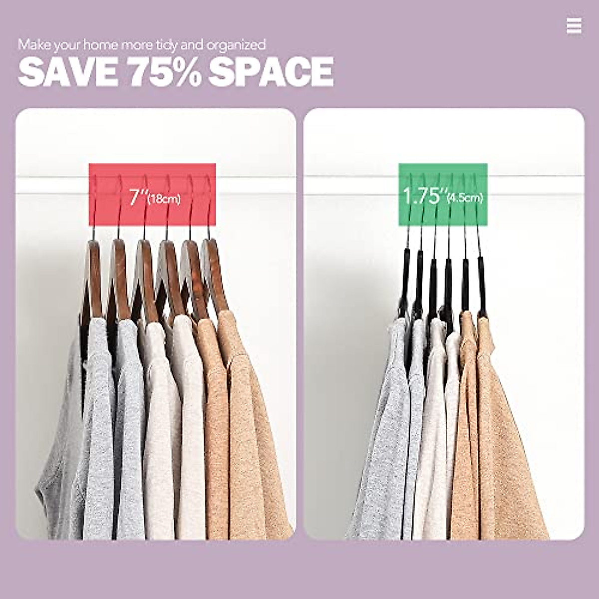 HOUSE DAY Premium Velvet Hangers 30 Pack, Non Slip Felt Hangers Black, Space Saving Clothes Hangers, Heavy Duty Coat Hangers, Slim Flocked Hangers, Suit Hanger for Adult