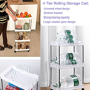 AGGICE Rolling Storage Cart 4 Tiers Mobile Shelving with Wheels Unit Organizer, Multi-Functional Utility Organizer Slide Storage Shelve for Kitchen Bathroom Bedroom
