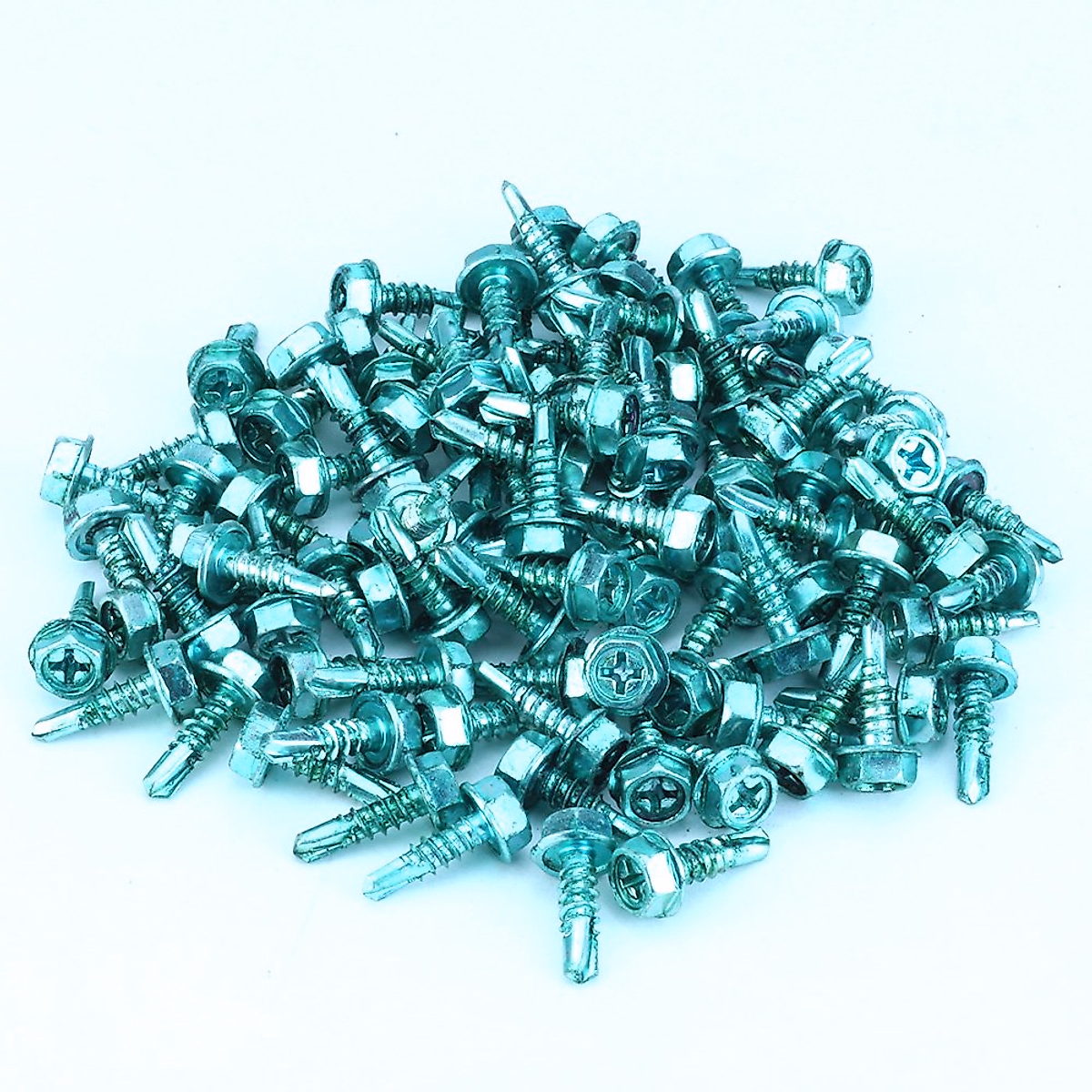 Skywalker #10 Self-Tapping Hex/Phillips/Slotted/Square Head Ground Screws (Box of 100 in Green)