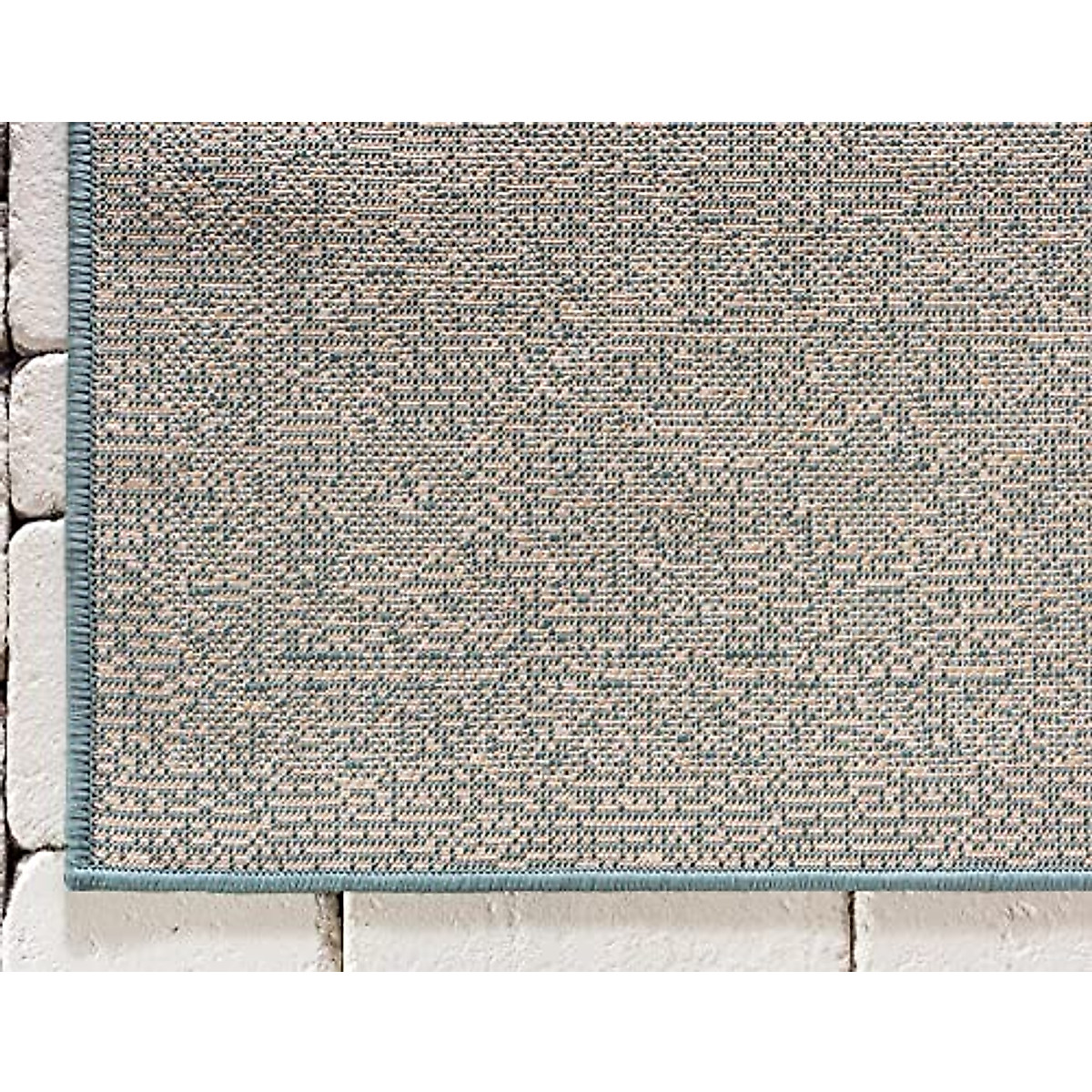 Unique Loom Botanical Collection Bohemian, Abstract, Traditional, Indoor and Outdoor Area Rug, 4' 0" x 6' 0", Light Blue/Beige