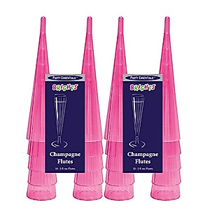 Party Essentials 20Count Hard Plastic Twopiece 5 oz Champagne Flutes, Neon Pink