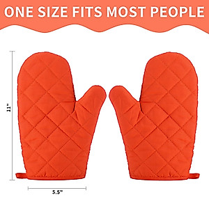 Nuogo 9 Pair Oven Mitts Quilted Terry Cloth Lining Extra Long Heat Resistant Kitchen Gloves Thick Hot for Reliable Flexible Polyester Cotton Oven, 11 Inch