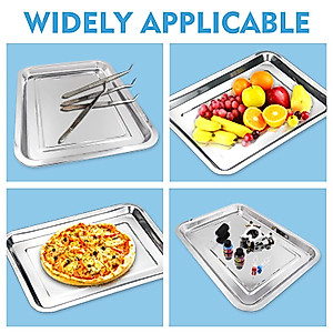 Stainless Steel Tray - EMALLA 3Pcs Stainless Steel Tray 13.7'' X 10.2'' Dental Medical Tray Piercing Instrument Tray Storage Tools Lab Instrument Supplies Stainless Steel Tray(3PCS)