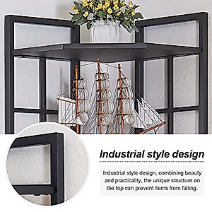 HOMISSUE 6 Tier Industrial Corner Shelf Unit, 76.9” Tall Corner Bookcase Storage Display Organizer Storage Stand for Home Office, Black