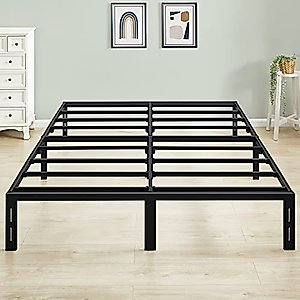 GreenForest Queen Bed Frame Quick Lock Heavy Duty Metal Platform Bed Mattress Foundation, No Box Spring Needed, Black