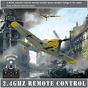 28°C RC Plane 4 Channel Remote Control Airplanes, 4-CH RC Airplane Ready to Fly BF-109 Radio Controlled Aircraft for Beginners with Xpilot Stabilization System, One Key Aerobatic Airplane(76111 RTF)
