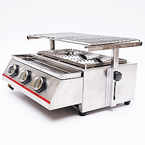 NATICRISI Portable Gas Grill,Portable Griddle Propane LPG Gas Grill,3 Burners LPG Gas BBQ Grills Tabletop, Tabletop Gas Plancha for Outdoor Camping, Kitchen